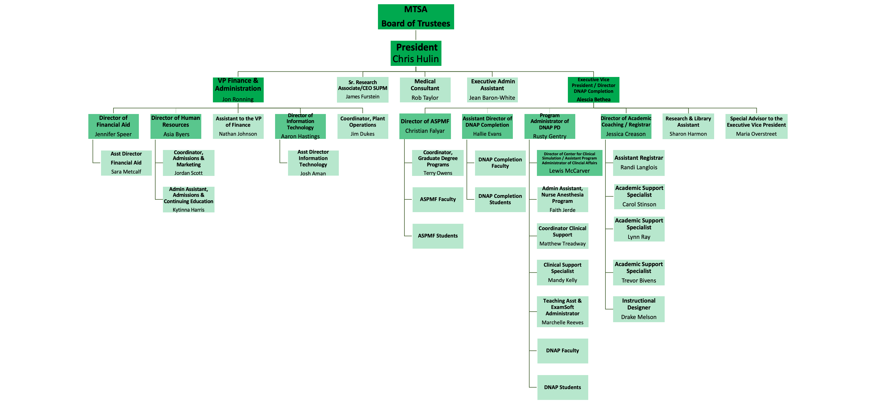Appendix E Organizational Chart Middle Tennessee School Of Anesthesia ASPMF